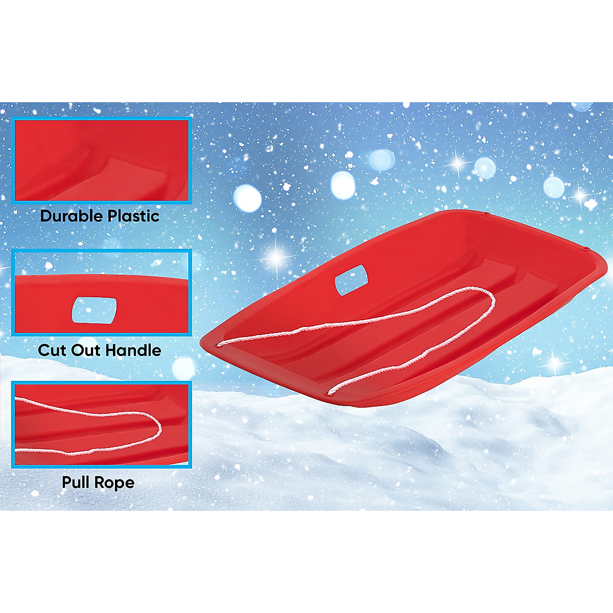 Superio Long Kids Snow Sled (Red)