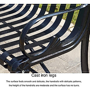 ANSNAM Outdoor Bench Garden Patio Seating Furniture, Outdoor Park Bench Garden Bench, Metal Leisure Cast Iron Bench, Courtyard Terrace Seat Bench with Backrest and Armrest (Size : 150cm)