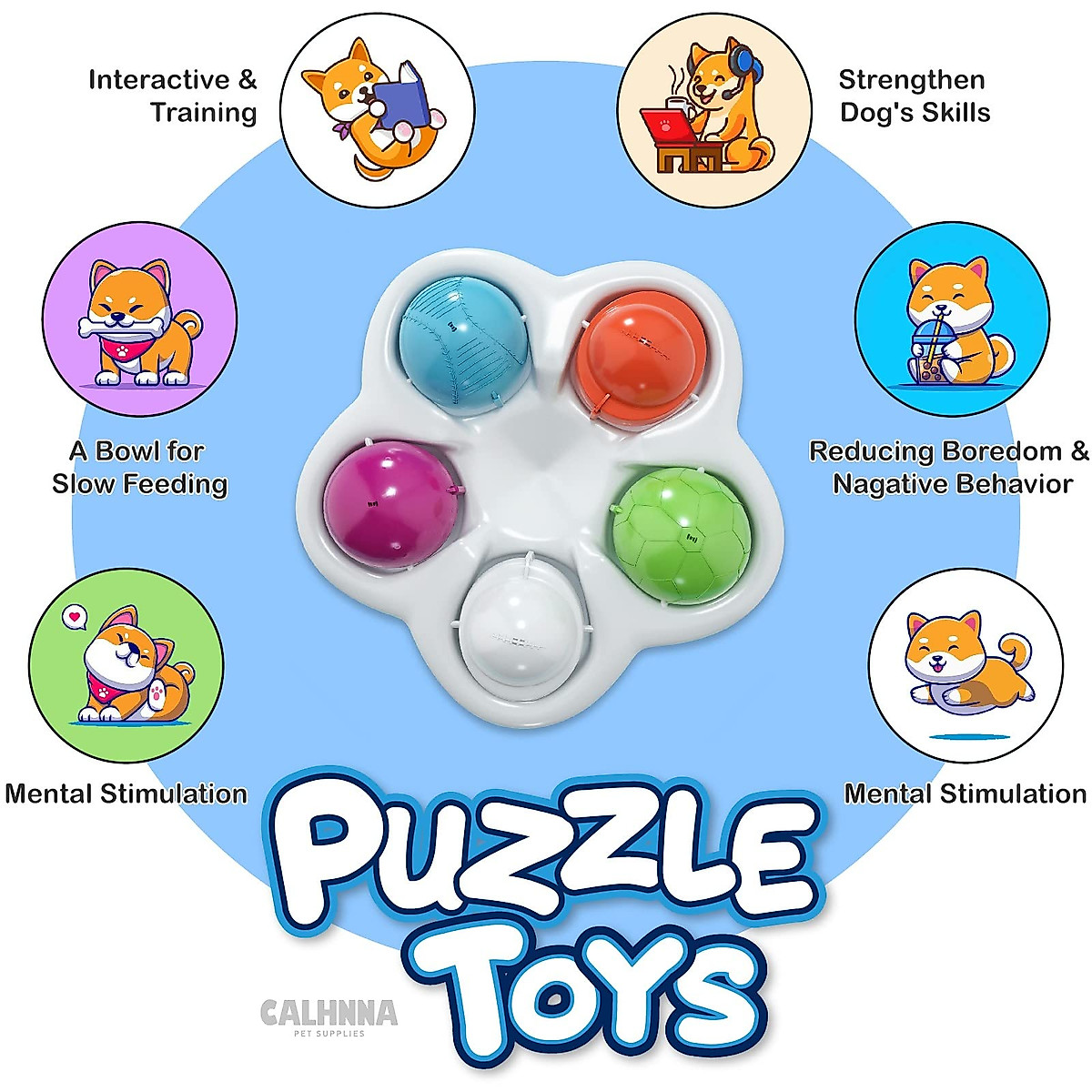 CALHNNA Dog Puzzle Toys - Interactive Dog Toys for Treat Training Mentally Stimulation Dog Gifts Enrichment Toys for Puppy Small Medium Large Dogs
