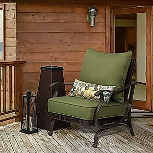 Aoodor 24'' x 24'' Outdoor Deep Seat Chair Cushion Set，Olefin Fabric Slipcover and Sponge Foam- Green (Set of 2 Seats, 2 Backs, 2 Pillows)