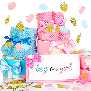 500 Pcs Fall Gender Reveal Decorations Pumpkin Confetti Baby Shower Party Supplies Thanksgiving Glitter Confetti Gold Blue Pink Table Halloween Decor for Girl Boy Birthday Supply
