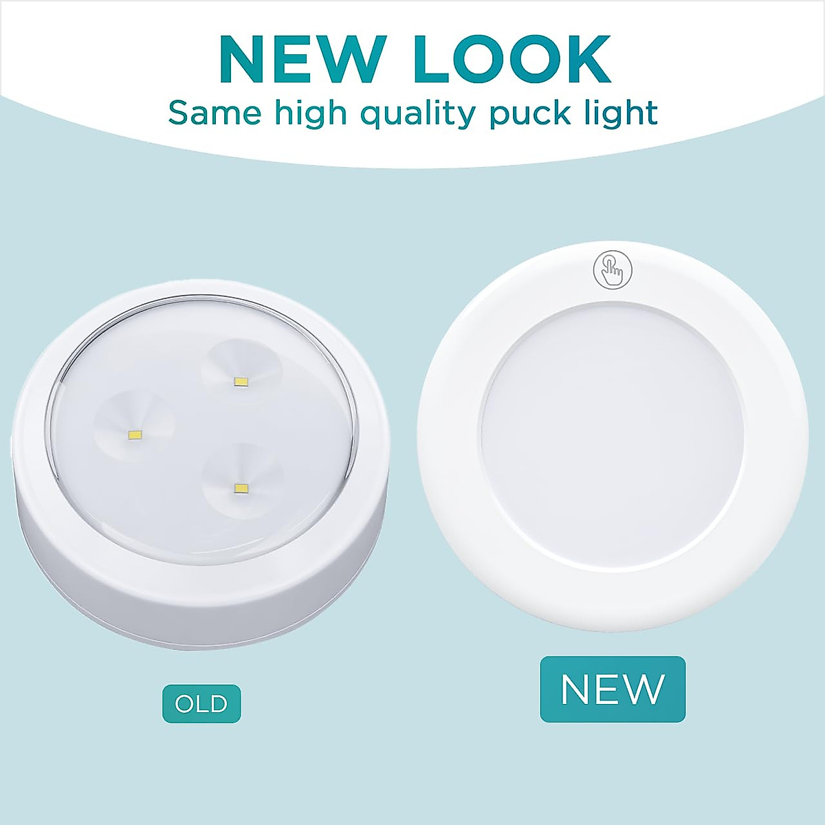 Brilliant Evolution Ultra Thin Wireless LED Touch Lights Stick On - Battery Operated Under Cabinet Lighting - Round Puck Lights for Closet, Countertop - Stick On Push Lights for Home Decor - Pack of 2