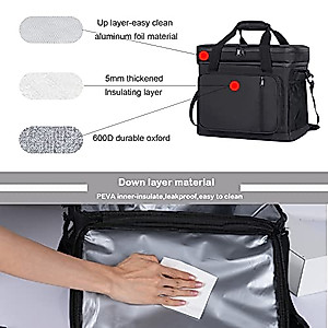 Camping Cooler 45-Can Dual Compartment Large Leakproof Cooler Bag, Large Lunch Cooler Bag, Portable Travel Cooler Double Layer for Picnic, Beach,Grocery Shopping,Camping,Kayaking,Road Trips（Black）