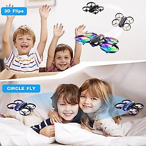 4DRC V16 Drone with Camera for Kids,1080P FPV Camera Mini Quadcopter Beginners Toy with 7 Colors LED Lights,3D Flips,Gesture Selfie,Headless Mode,Altitude Hold,Boys Girls Birthday Gifts,