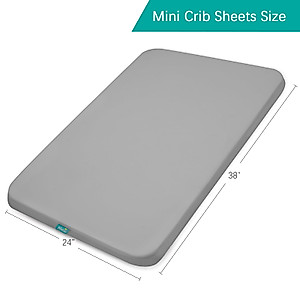 Biloban Mini Crib Sheets Fitted Waterproof 38'' x 24'', 2 Pack Mattress Protector Cover Fits for Dream on Me/Newton Mini Crib Mattress, Portable Sheet for Boys & Girl