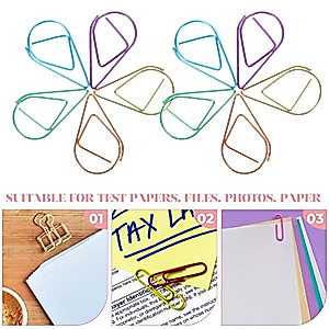Tofficu Cute Paper Clips 100pcs Teardrop Stainless Steel Drop-Shaped Paper Clips for Office School Supplies Wedding Invitations Crafts Scrapbooking Bookmarks Planners