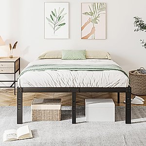 Bednowitz Bed Frames Full, 18 Inch High Metal Bed Frame, Noise-Free Platform Bed No Box Spring Needed, 4000lbs Heavy Duty Support Mattress Foundation, Easy Assembly, Black