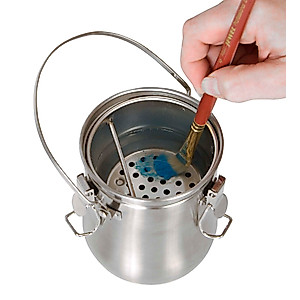 Newton Air-Tight Stainless Steel Brush Washer- Deluxe Leak-Proof Paintbrush Cleaning System for Artists & Painters