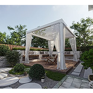 Meetleisure 10’ x 12’ Outdoor Louvered Pergola - Patio Aluminum Pergola with Adjustable Louvered Roof, Water-Proof Gazebo Sunshade Shelter with Netting Included, White Frame