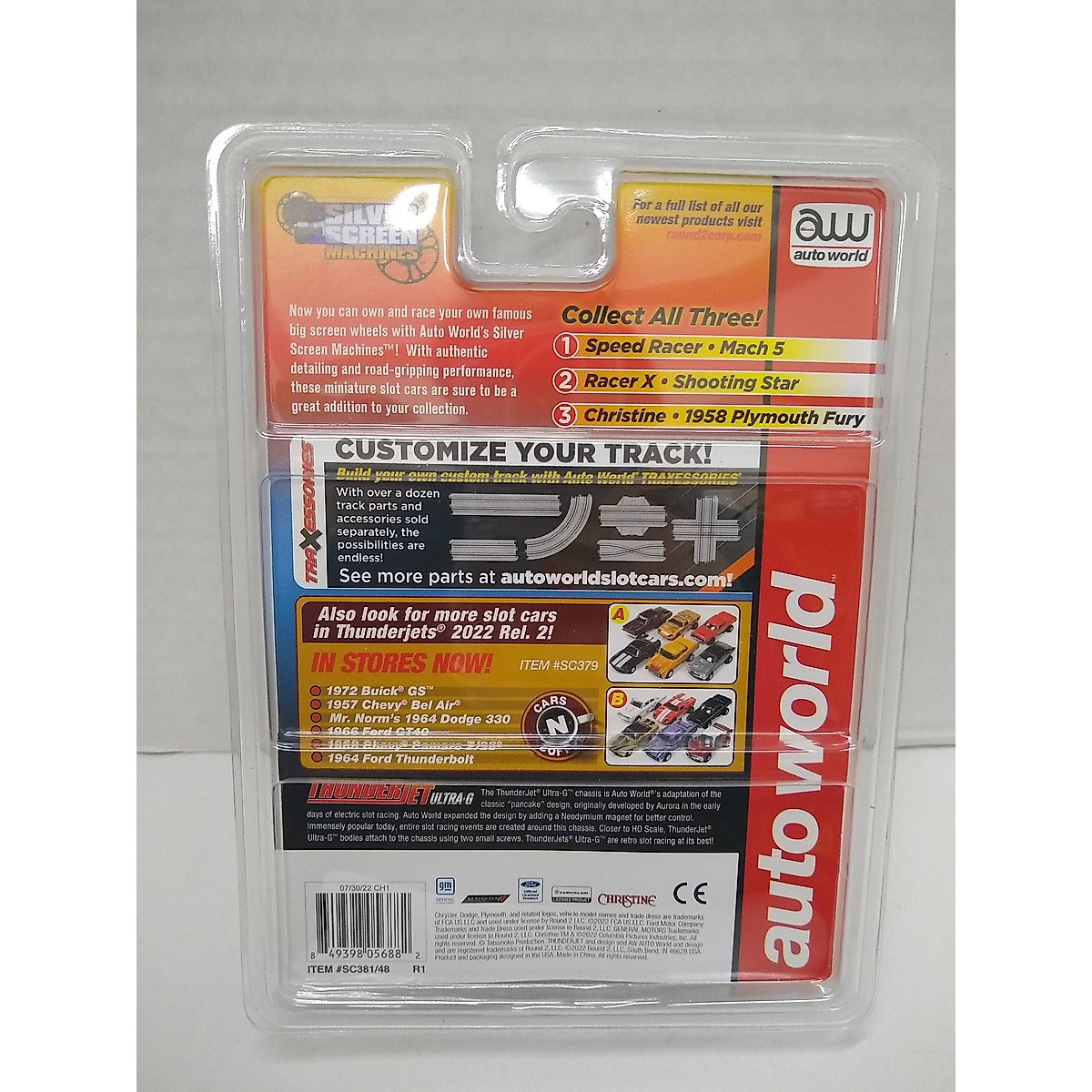 Auto World SC381-1 Silver Screen Machines Race Worn Speed Racer Mach 5 HO Scale Electric Slot Car