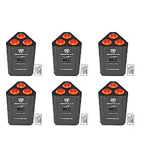 (6) Rockville RockWedge LED RGBWA+UV Rechargeable Wireless DMX DJ Par Up-Lights