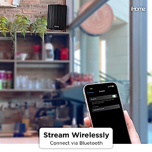 iHome IHSI-W400BT-PR-BLK Bluetooth 4-Inch 100W Weatherproof Speakers, Indoor/Outdoor, Wall/Ceiling Mount, Surround Sound, Pair - Ideal for Home Parties