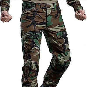 H World Shopping Military Army Tactical Airsoft Paintball Shooting Pants Combat Men Pants with Knee Pads WL (L)