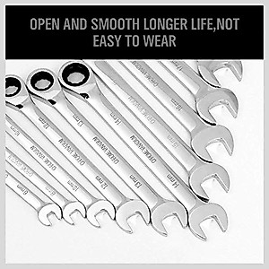 HORUSDY Ratcheting Combination Wrench Set, SAE & Metric, 20-piece, 1/4" to 3/4" & 6-18mm, CR-V Steel, with Carrying Case
