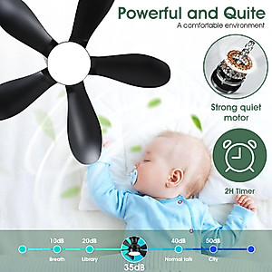 Kviflon Ceiling Fans with Lights and Remote/APP Control, 30 inch Low Profile Ceiling Fans with 5 Reversible Blades 3 Colors Dimmable 6 Speeds Ceiling Fan for Bedroom Kids Room Dining Room, Black