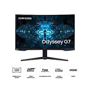 SAMSUNG Odyssey G7 Series 32-Inch WQHD (2560x1440) Gaming Monitor, 240Hz, Curved, 1ms, HDMI, G-Sync, FreeSync Premium Pro (LC32G75TQSNXZA) (Renewed)