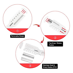 BANGMENG Hair Cutter Comb,Shaper Double Edge Razor,Split Ends Hair Trimmer Styler, For Thin & Thick Hair Cutting and Styling, Extra 5 Blades Included.