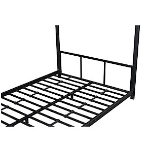 PVWIIK Twin Size Montessori Toddler Floor Bed with Headboards and Footboards, Metal House-Shaped Bed Frame with Soundproof Strip for Girls and Boys, Kids Playroom, No Box Spring Needed (Black)