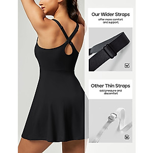 Womens Tennis Dress with Shorts Underneath Workout Dress with Built-in Bra Athletic Dresses Golf Dress Exercise Dress Black