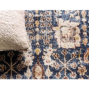 Unique Loom Utopia Collection Traditional Classic Vintage Inspired Area Rug with Warm Hues, 9' x 12' 2" Rectangle, Light Blue/Burgundy