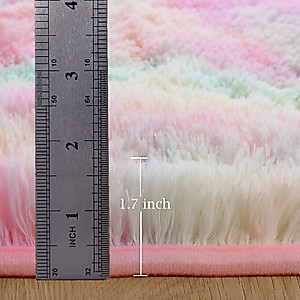 Zareas Cream White Area Rug for Living Room 5x8 Feet Fluffy Rug Shaggy Throw Rug for Bedroom Nursery Kids Playroom Dorm Indoor Modern Soft Large Fuzzy Plush Rug Furry Carpet Home Decor