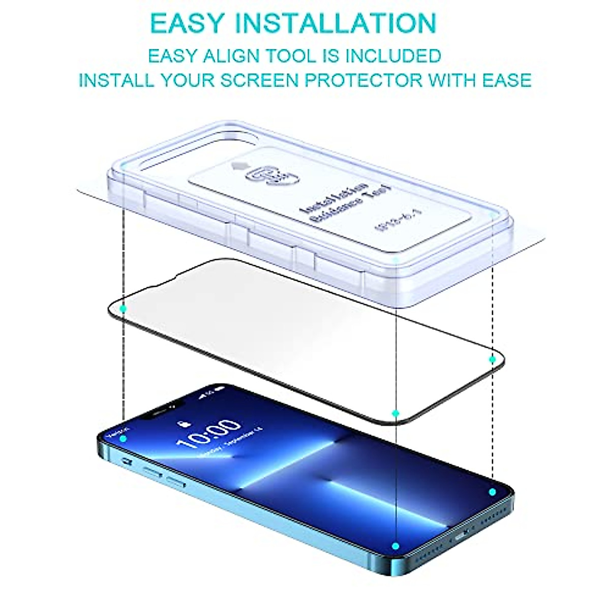 IKABO Glass Screen Protector for iPhone 14/13/13 Pro [6.1 Inch] Display 3 Pack Tempered Glass, Case Friendly, [Free Alignment Tool]