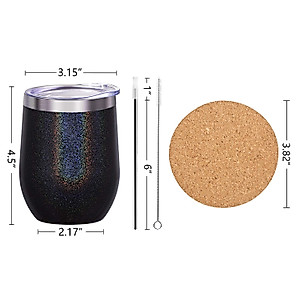 Sometimes You Forget That You are Awesome-Birthday Leaving Graduation Christmas Thank You Gifts for Women Friends Coworkers BFF Stainless Steel Wine Tumbler with Straw and Lid 12Ounce Glitter charcoal