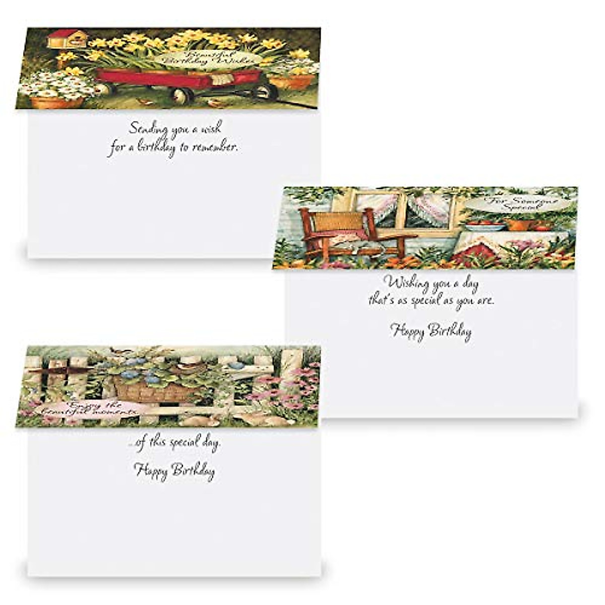 Susan Winget Birthday Greeting Cards Value Pack - Set of 20 (10 designs), Large 5" x 7", Happy Birthday Cards with Sentiments Inside, Envelopes Included