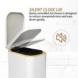 Doyingus 4 Gallon Trash Can with Lid Soft Close, Slim Stainless Steel Garbage Can with Removable Inner Bucket for Bathroom, Office (White)