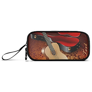 Emelivor Musical Guitar Pencil Case Big Capacity Pencil Pouch Pencil Bags with Zipper Pencil Box for Girls Teens Kids Boys Adults Students Office School Supplies Pen Case Organizer