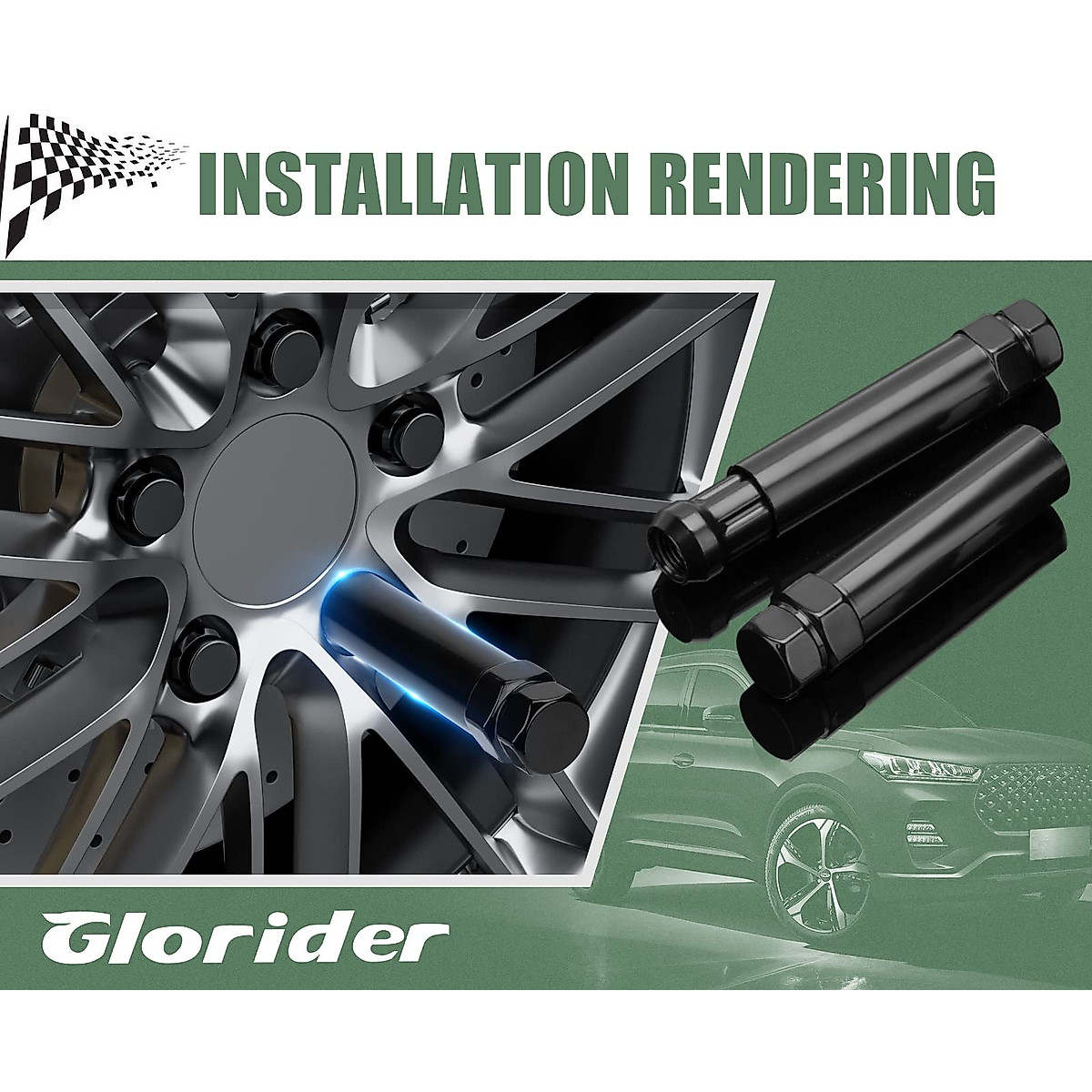7 Spline Lug Nuts Key Tuner Large Socket Lugnuts Tool for Wrench with 13/16inch(21mm) and 7/8inch(22mm) Hex Replacement 14x1.5 14x2 9/16 Wheel Lug Nut Drive Lock Black 20mm Inner Diameter