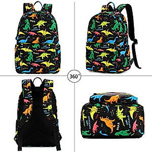 abshoo Cute Lightweight Kids School Bookbags Dinosaur Boys Backpacks With Lunch Bag (Colorful Dinosaur Set)