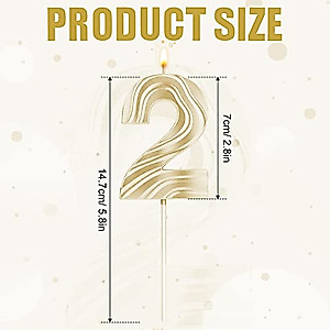 2.8inch Birthday Number Candle, 3D Candle Cake Topper Cake Numeral Candles Number Candles for Birthday, Wedding, Anniversary Parties, Celebration (Gold, 2)