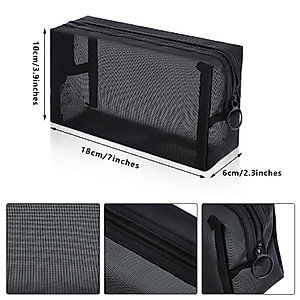 Sadnyy 5 Pieces Mesh Makeup Bag Portable Toiletry Bag Travel Mesh Cosmetic Bag Black Breathable Mesh for Accessories Organizer (7.1 x 4 x 2.4 Inch)