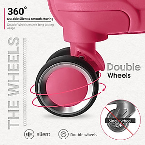 LEAVES KING Luggage 4 Piece Sets, Hard Shell Lightweight Carry on Expandable Suitcase with Spinner Wheels Travel Set for Men Women (14/20/24/28, Peach Pink)