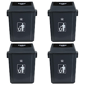 Joyeen 4 Pack 5 Gollons Trash Can with Swing Lid, Plastic Kitchen Garbage Can, Grey