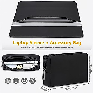 HYZUO 13.3-14 Inch Laptop Sleeve Case Compatible with MacBook Pro 14 M2/M1 Pro/Max A2779/A2442 2021-2023, MacBook Air 13 Inch 2010-2023, Faux Suede Leather Case with Accessory Bag, Black
