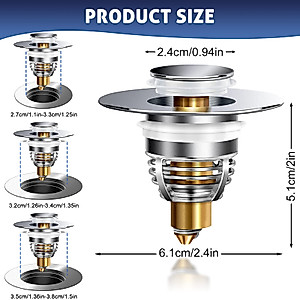 AURUZA 2 Pack Universal Bathroom Sink Stopper, Sink Strainer for 1.1-1.5 Inch Bullet Core Push Type Basin Pop Up Drain Filter,Bathtub Converter with Anti Clogging Filter Basket Hair Catcher