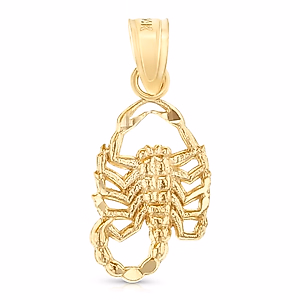 Ioka - 14K Yellow Gold Scorpion Pendant Tiny Size Zodiac Animal Sign Charm For Necklace or Chain
