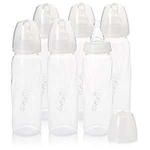 Evenflo Feeding Premium Proflo Vented Plus Polypropylene Baby, Newborn and Infant Bottles - Helps Reduce Colic - Clear, 8 Ounce (Pack of 6)