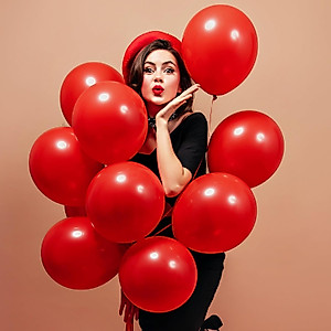 RUBFAC Ruby Red Balloons Different Sizes 105pcs 5/10/12/18 Inch Dark Red Christmas Balloon Garland Kit for Wedding Valentine's Day Birthday Party Supplies Bridal Shower Decorations