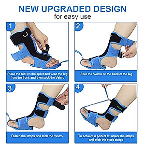 Plantarelief Plantar Fasciitis Night Splint: Upgraded Plantar Fasciitis Relief Brace with Arch Support Women Men - Treatment for Plantar Fasciitis, Achilles Tendonitis, Foot Drop and Heel Pain - Blue