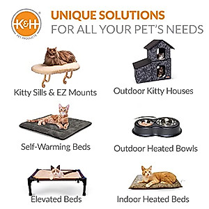 K&H PET PRODUCTS Thermo-Pet Nest Heated Cat Bed for Indoor Cats & Kittens, 2-in-1 Heated Cat Cave & Cuddler, Gray, Small 18 X 15 Inches