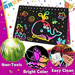 pigipigi Scratch Art-Craft Notebook: 16 Pack Rainbow Scratch Party Favor Kid Paper Craft Project Art Supply for Girls Boys Age 3 4 5 6 7 8 9 10 11 Year Old Toy Christmas Birthday Gift Activity