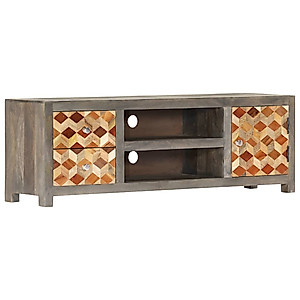 SLGSDMJ Dresser TV Cabinet, Bedroom, Living Room Storage Drawer Unit, Media Entertainment Center Console Table, Entertainment Cabinet, TV Cabinet Grey 47.2"x11.8"x15.8" Solid Mango Wood