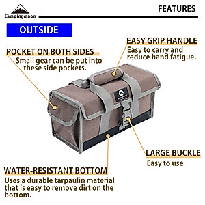 CAMPINGMOON 13.8-inch Bottom Waterproof Outdoor Camping Tent Stakes Hammer Multi-Container Storage Bag B-150C