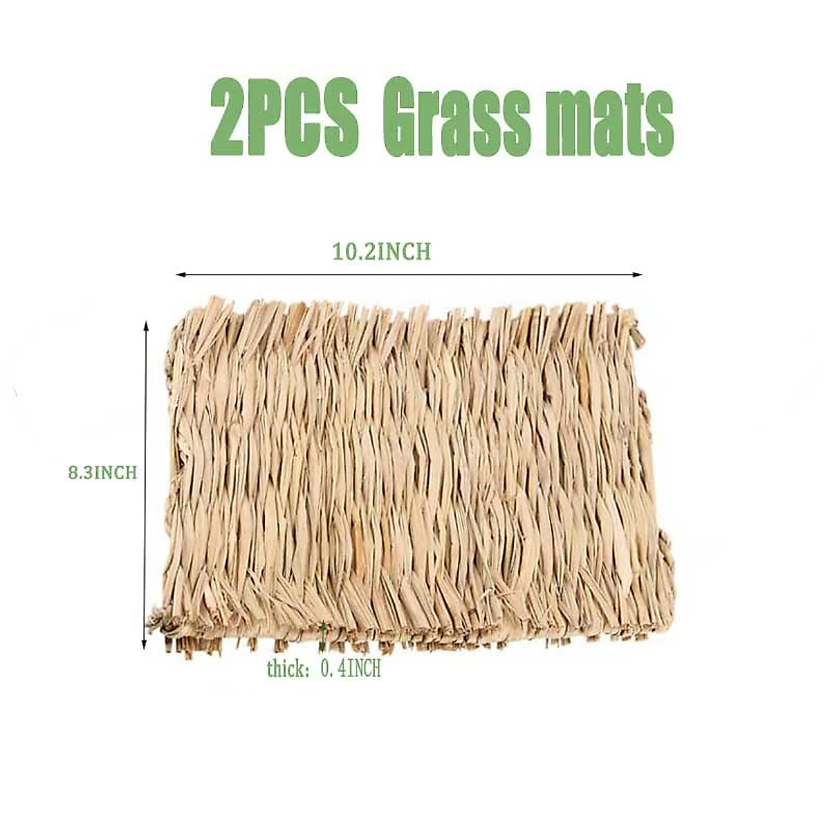 Rabbit Grass Mat, Bunny Natural Straw Woven Bed, Small Animal Cages Hay Nest Sleeping, Chewing, Nesting and Toys for Guinea Pig Hamster and Rat Bed Mat