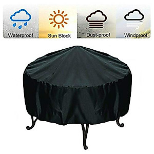 MKMKL Outdoor Garden Round Table dustproof and Rainproof Cover, dustproof Round Barbecue Cover, BBQ Grill Protection Cover,Black,130x71cm