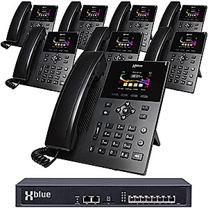 XBLUE QB2 System Bundle with 8 IP5g IP Phones Including Auto Attendant, Voicemail, Cell & Remote Phone Extensions & Call Recording