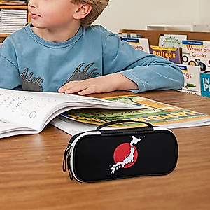 Japan Flag Map Printed Pencil Case Bag Stationery Pouch with Handle Portable Makeup Bag Desk Organizer
